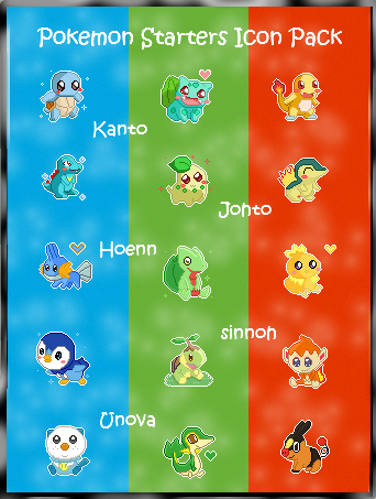Pokemon Starters - Free Icons by xLaLaBreadx on DeviantArt