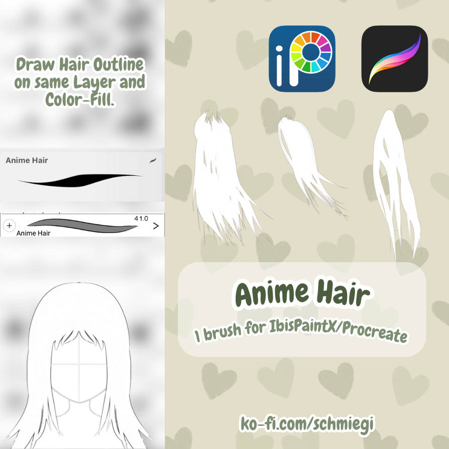 how to draw anime hair on ibispaint x