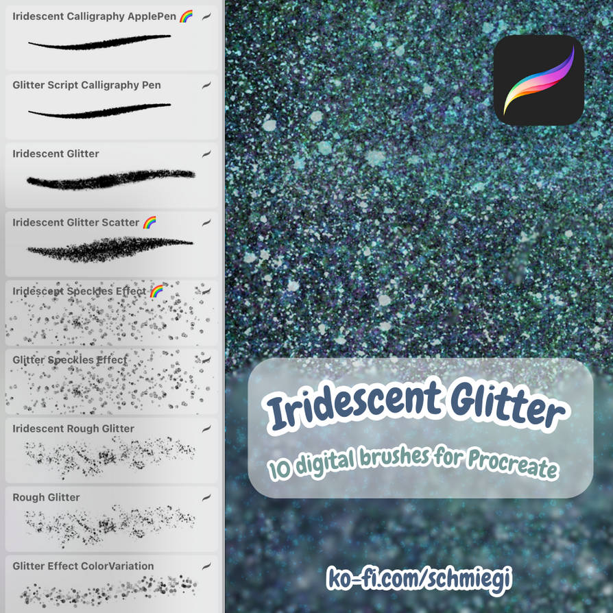 Iridescent Glitter Brushes for Procreate by Alicante-Design on DeviantArt