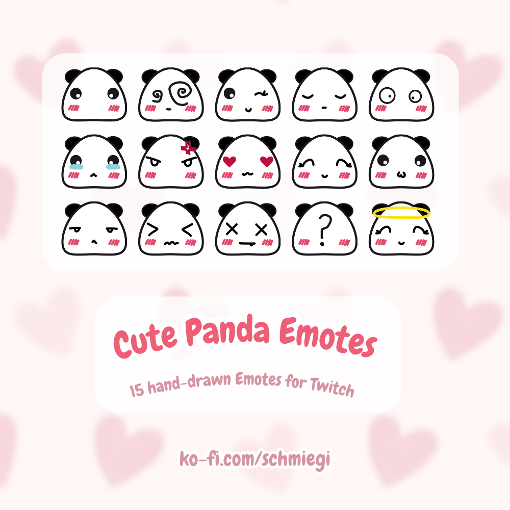 Cute Panda Emotes (15 pieces), resized for easyUse by Alicante-Design ...