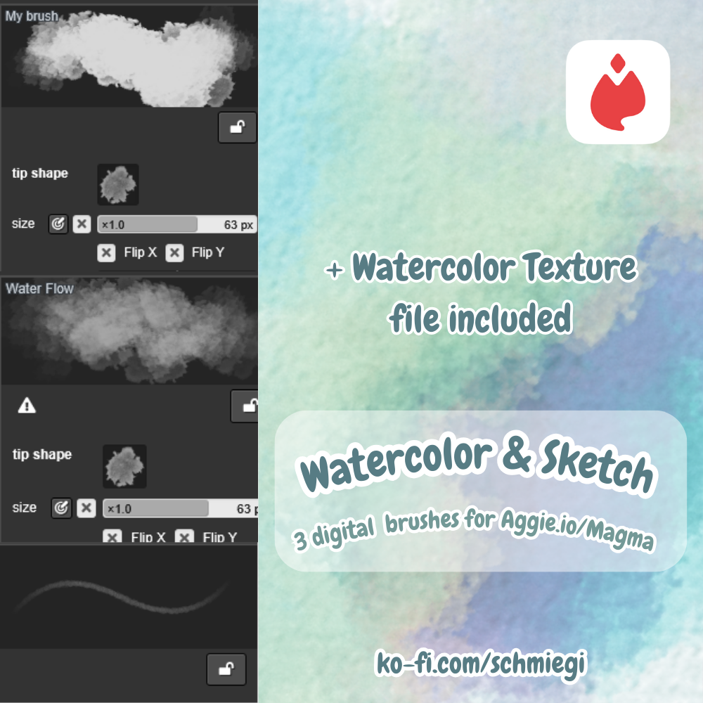 Watercolor + Sketch Brushes for aggie.io/magma by Alicante-Design on ...