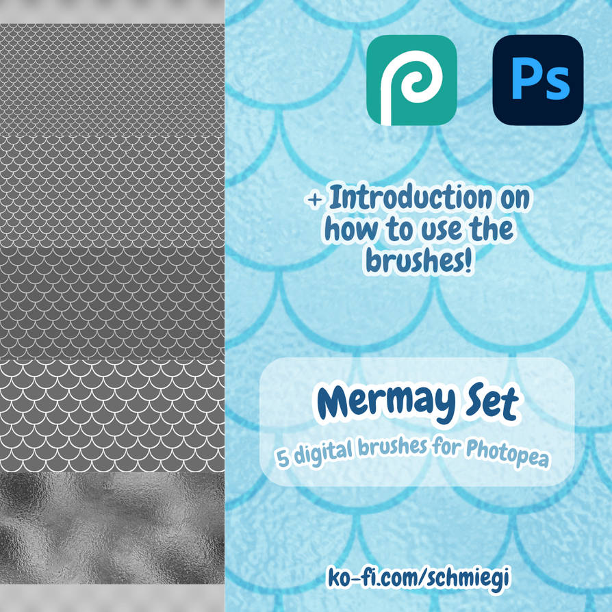 Mermaid Scales Brushes for Photopea.com, Photoshop by Alicante-Design ...