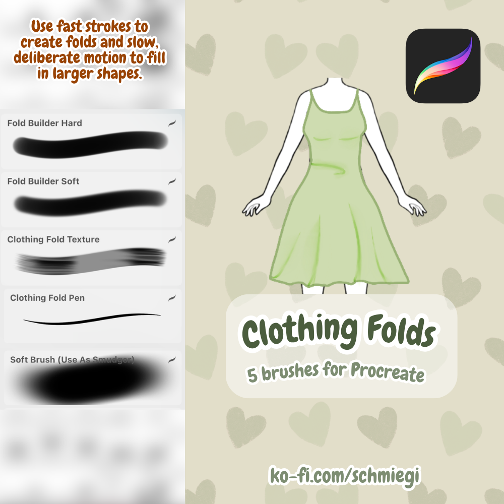 Clothing Folds Brushes for Procreate by Alicante-Design on DeviantArt