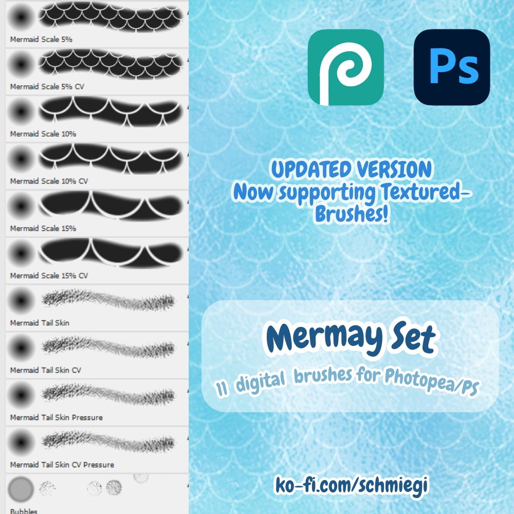 Mermaid Scale Brushes | Photopea, Photoshop CS+ by Alicante-Design on ...