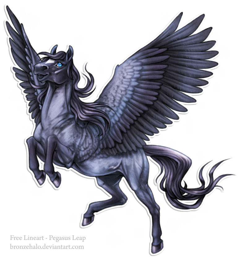 Free lineart: Pegasus Leap by BronzeHalo on DeviantArt