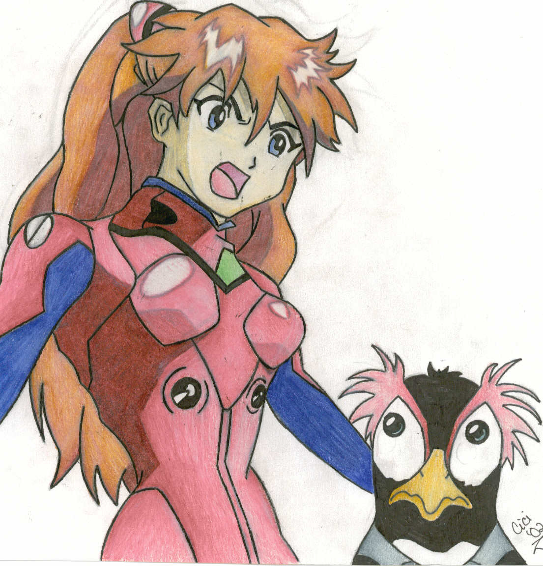 Asuka yelling at pen pen by trunks18 on DeviantArt