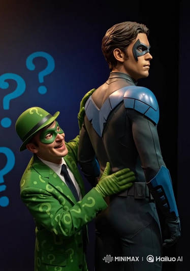 Riddler fondles Nightwing wax figure by maledollmaker2024 on DeviantArt