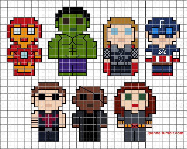 Mini Avengers Pattern by lpanne on DeviantArt