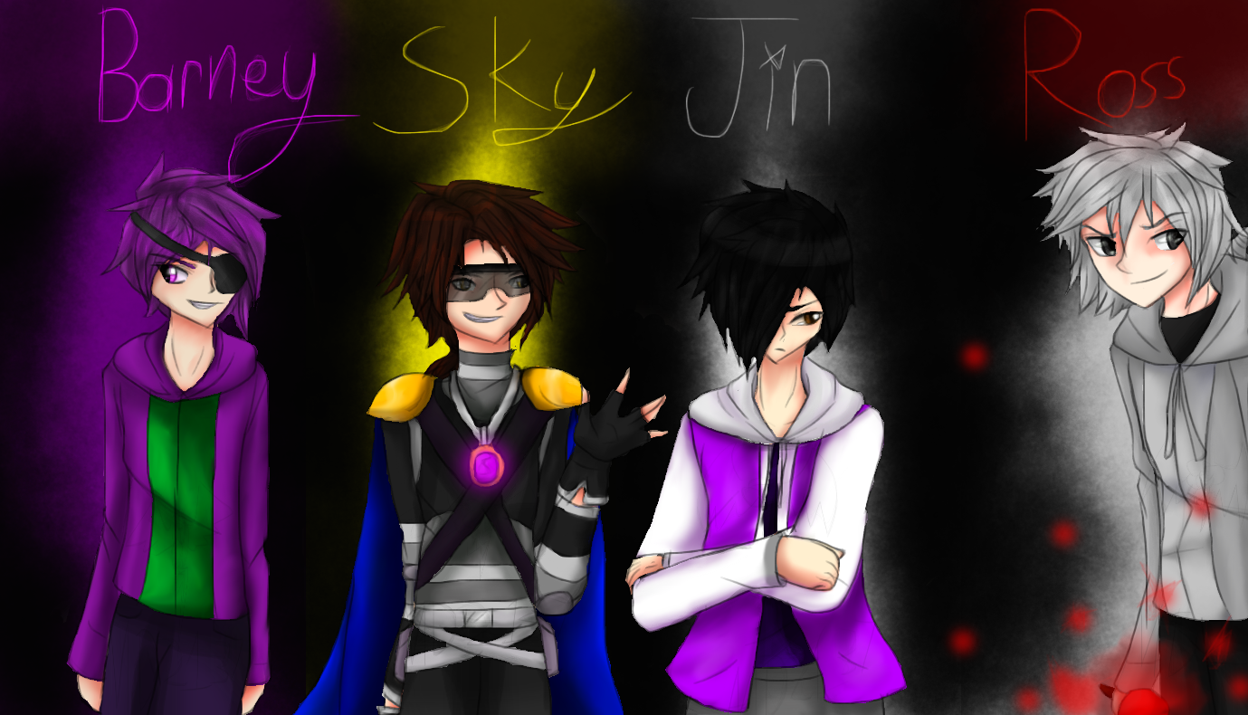 Barney, Sky, Jin, and Ross by MidnightDash2137 on DeviantArt