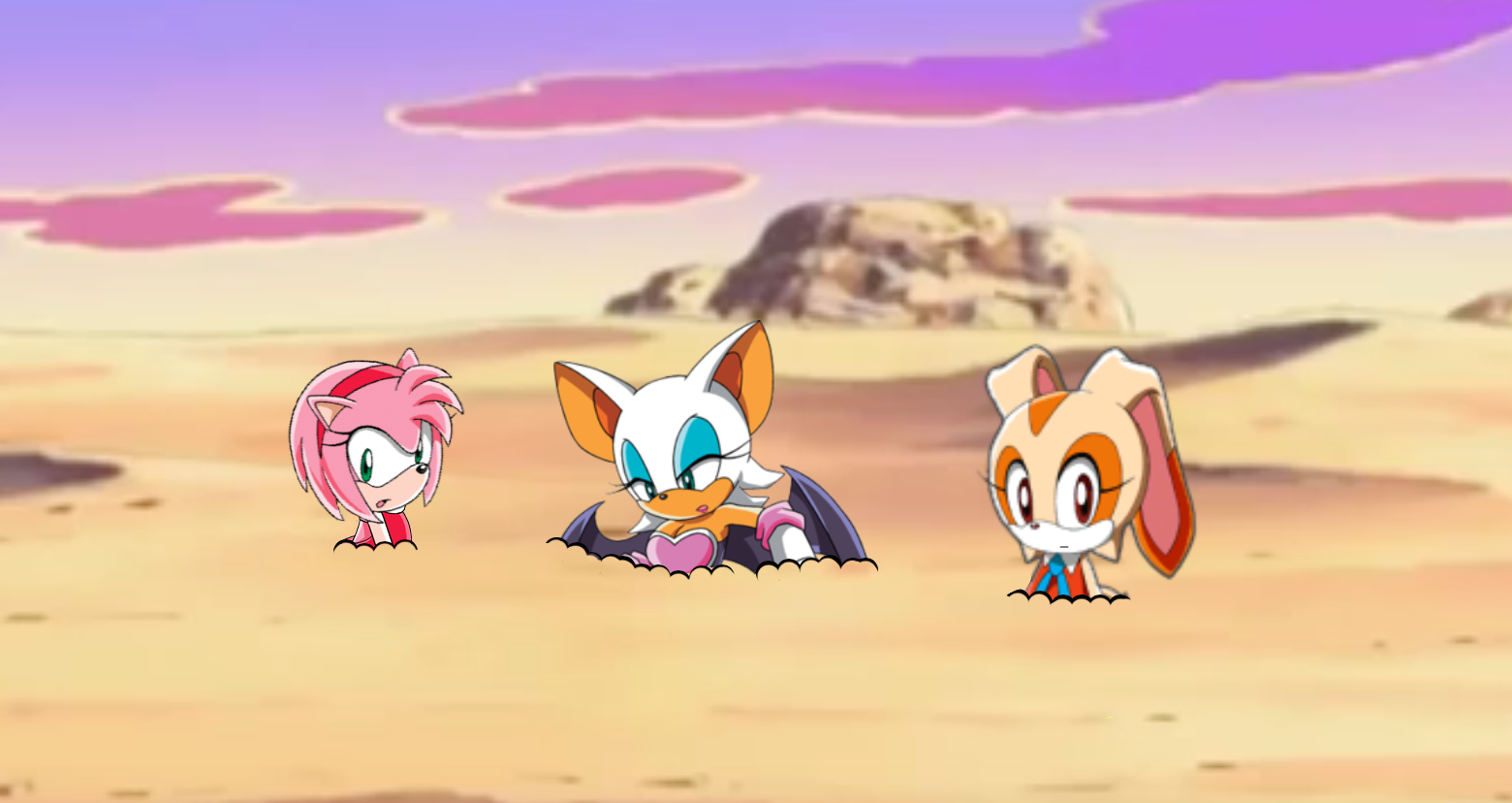 Amy, Cream, and Rouge in Quicksand by sonicthehedgehogstic on DeviantArt