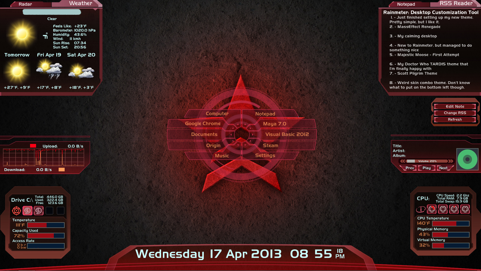 Mass Effect Rainmeter Skin