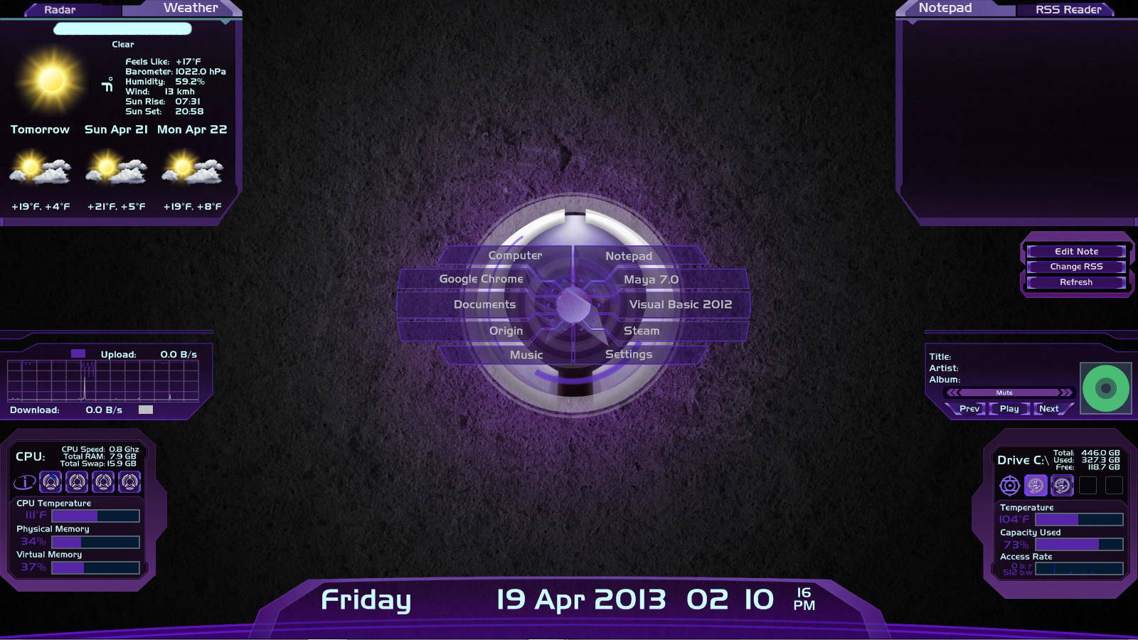 Mass Effect Rainmeter Skin