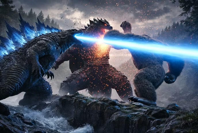 Godzilla and Kong battle Dark Godzilla (1) by MnstrFrc on DeviantArt