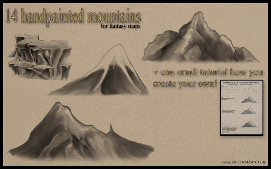 Handpainted Mountains by mawstock on DeviantArt