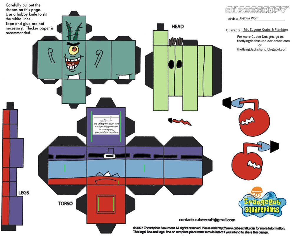 SS: Mr Krabs N Plankton Cubee by TheFlyingDachshund on DeviantArt