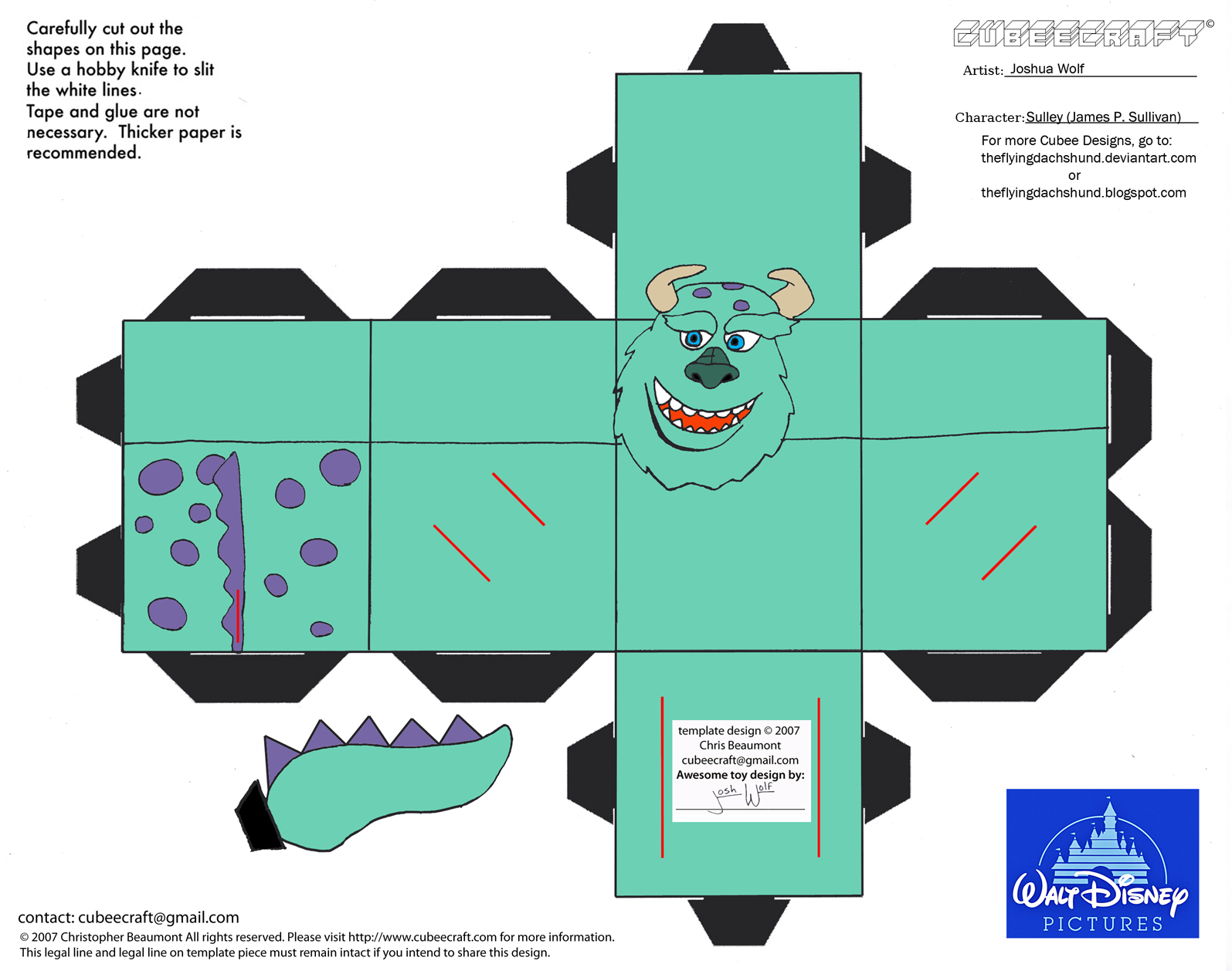 Dis22: Sulley Cubee by TheFlyingDachshund on DeviantArt