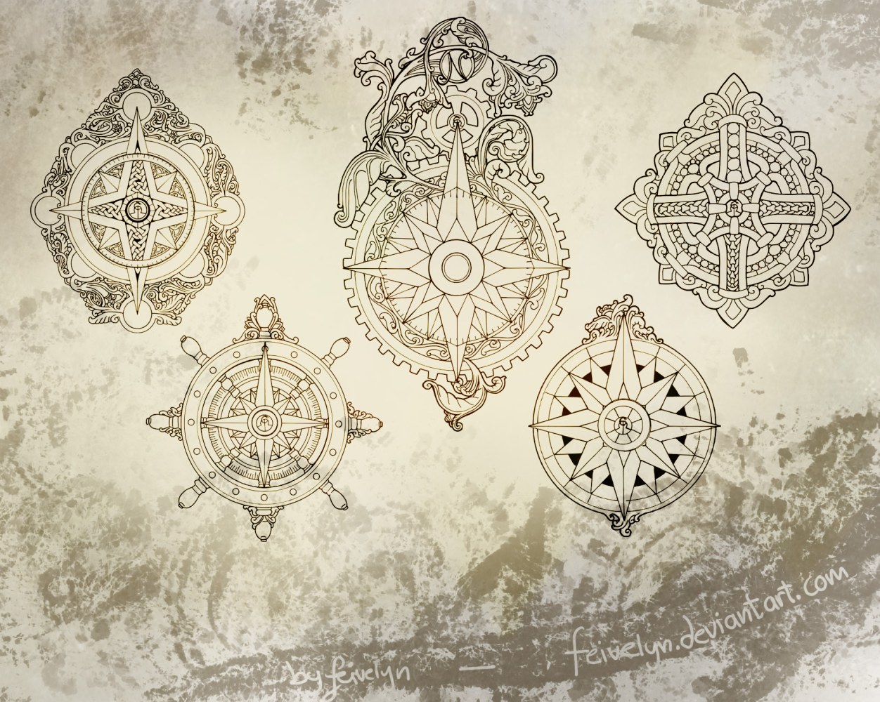 Ornamental Compass-Roses ressource pack by Feivelyn on DeviantArt