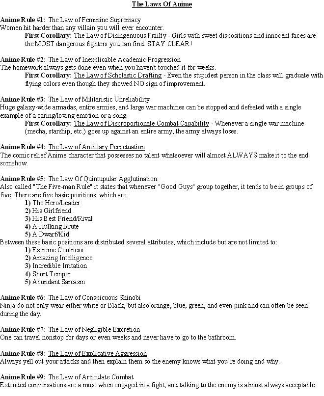 Rules Of Anime by IntellectualDeviant on DeviantArt