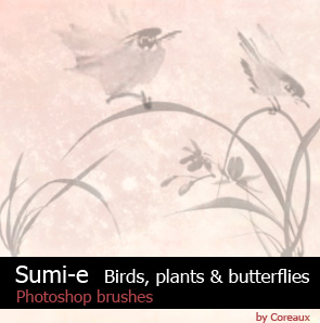 Sumie plants and birds by Coreaux on DeviantArt