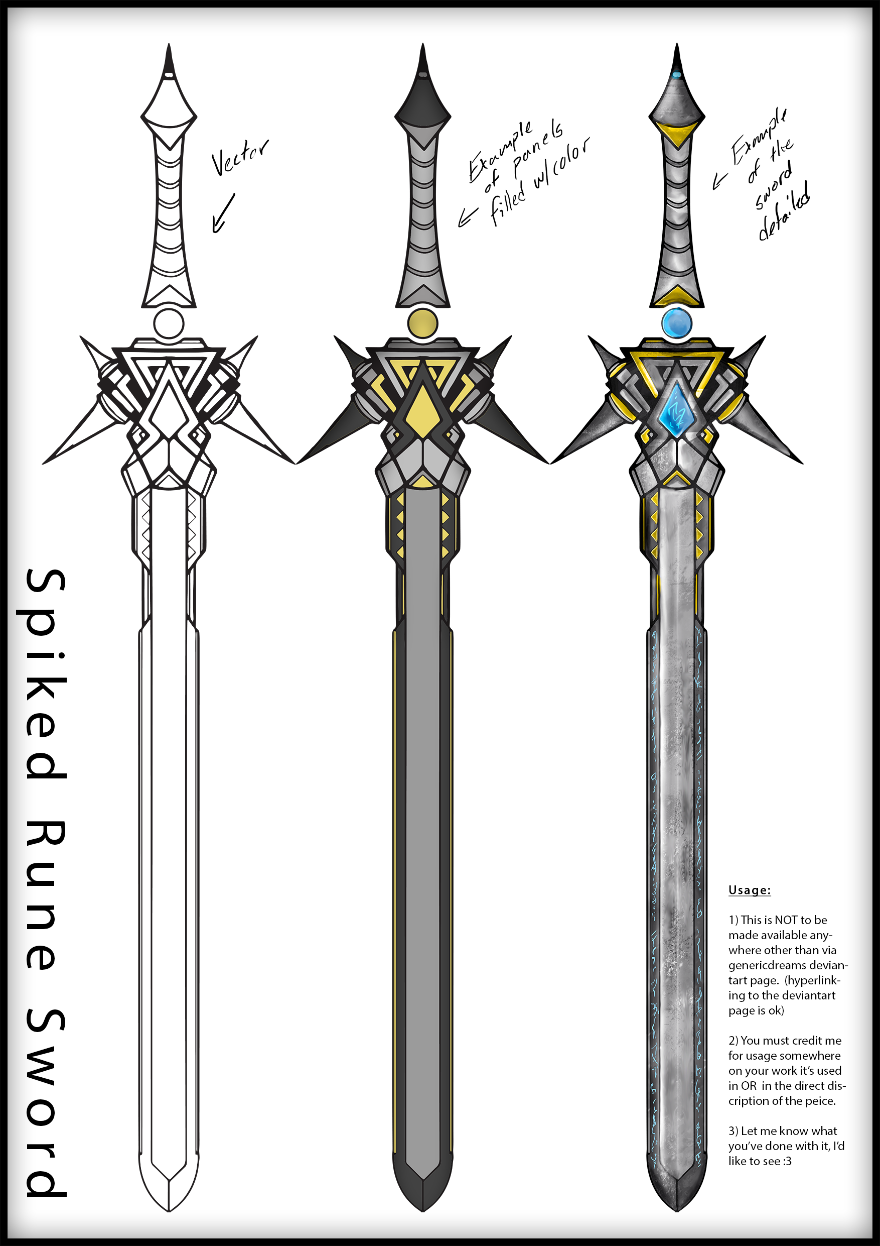 Spiked Rune Sword (vector + psd) by Genericdreams on DeviantArt