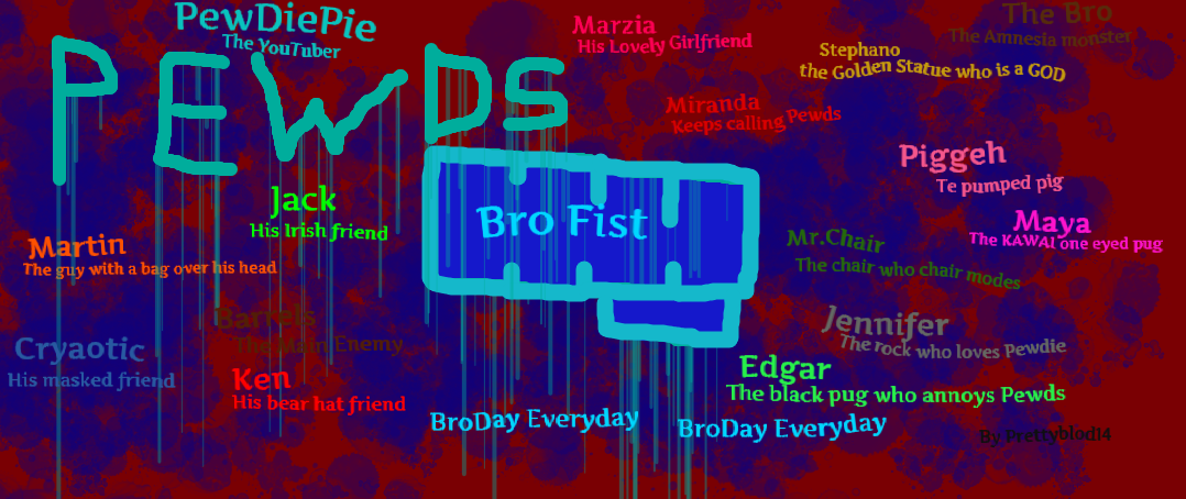 The PewDiePie Wall of Characters 1 by Prettyblood14 on DeviantArt