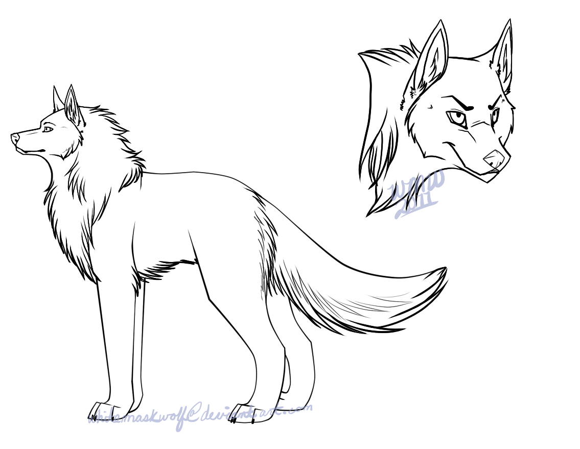 Free wolf-dog linearts by WhitemaskedBlack on DeviantArt