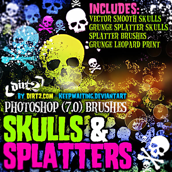 Grunge Skull-Splatter Brushes by KeepWaiting on DeviantArt