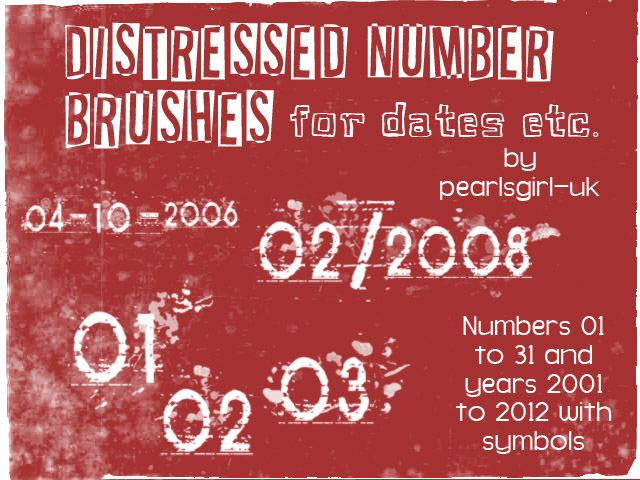 Distressed Numbers Brushes by pearlsgirl-uk on DeviantArt