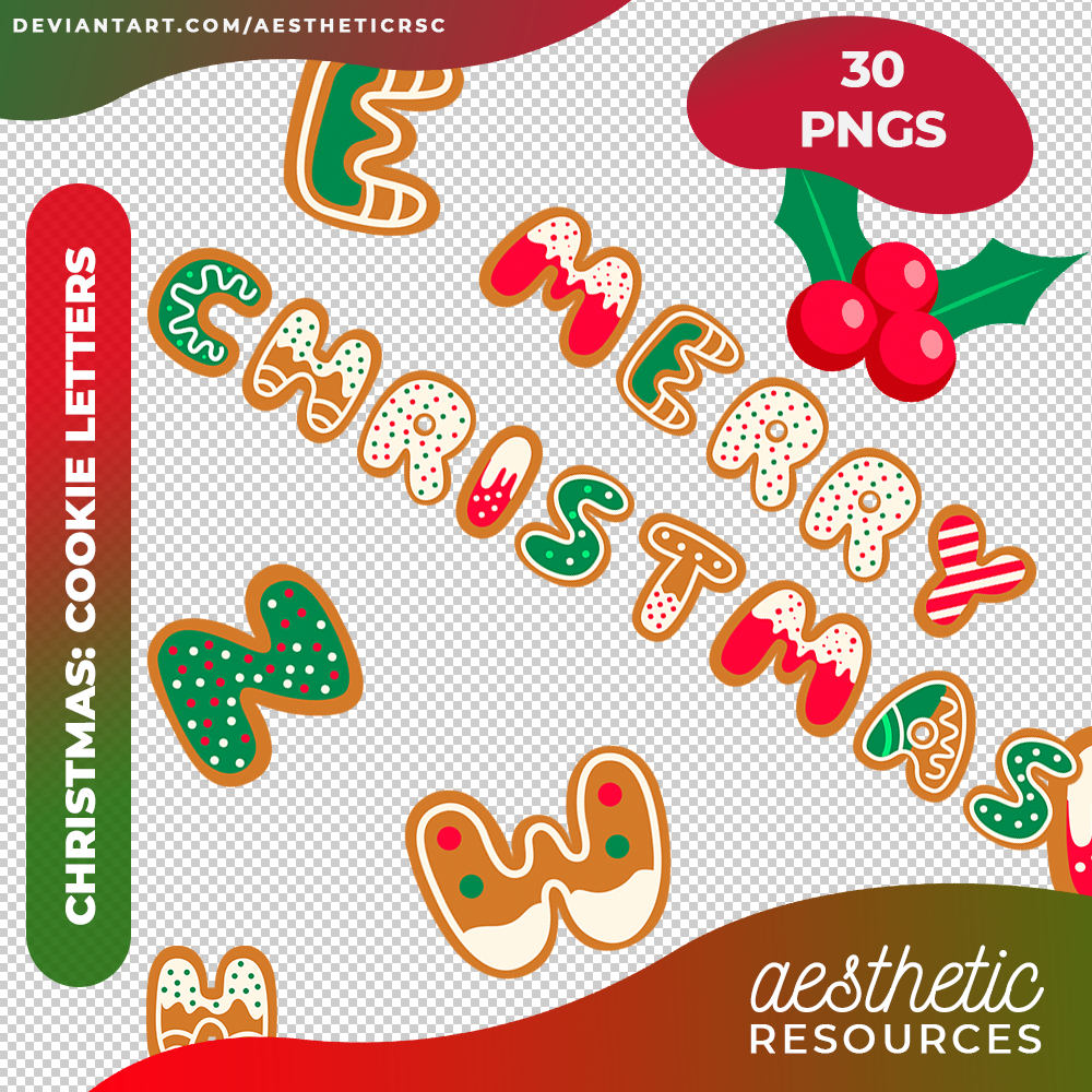 Chrismas Cookie Letters [PNGs] by aestheticrsc on DeviantArt