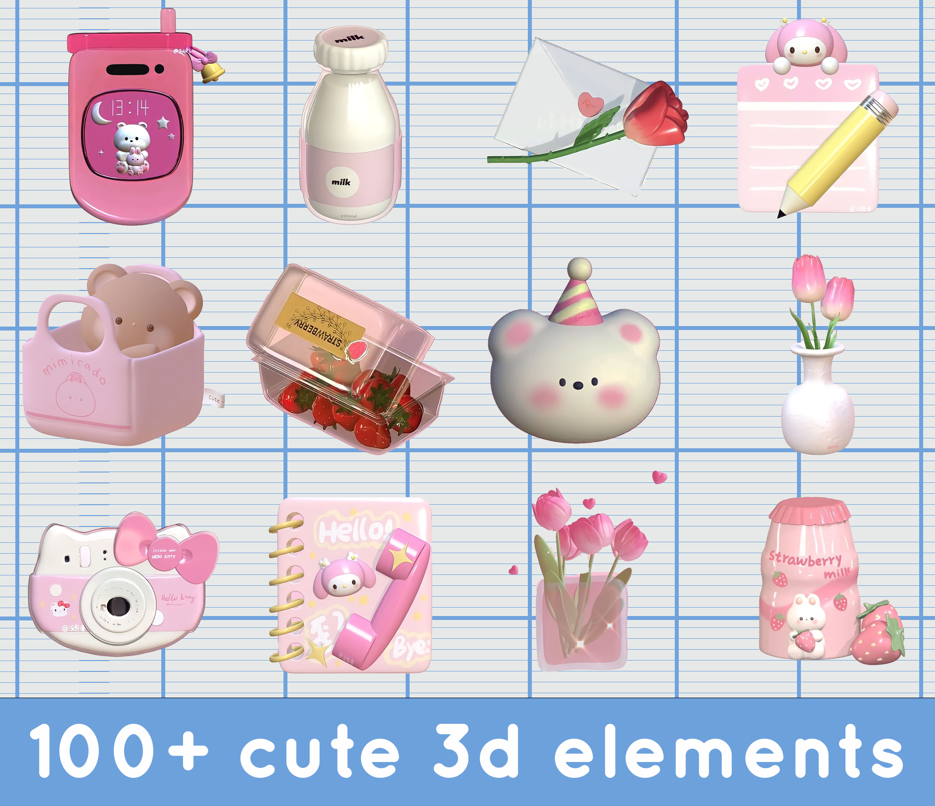 100+ PINK CUTE 3D ELEMENTS FOR EDITS by chimiyaa on DeviantArt