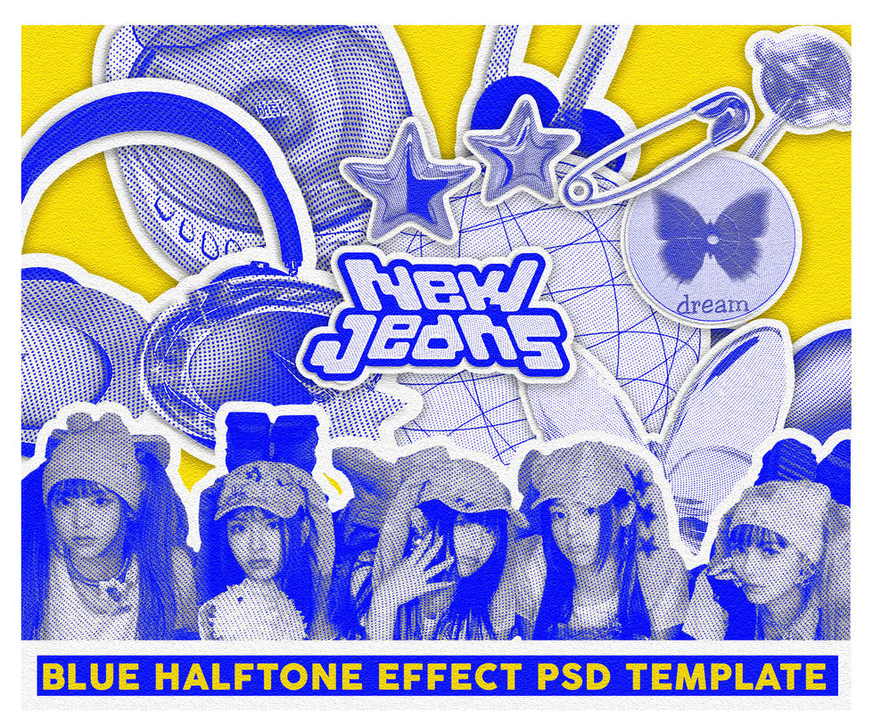 BLUE HALFTONE EFFECT PSD TEMPLATE | NEWJEANS by chimiyaa on DeviantArt
