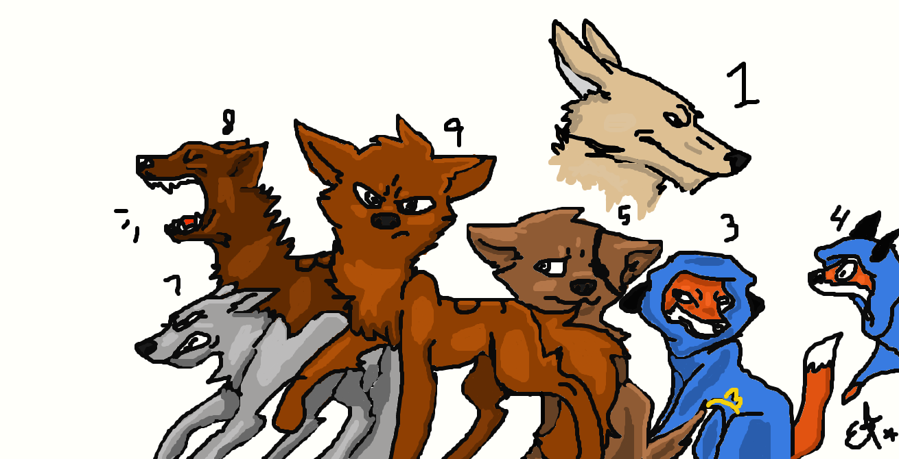9 characters as wolves by starloveswolves5 on DeviantArt