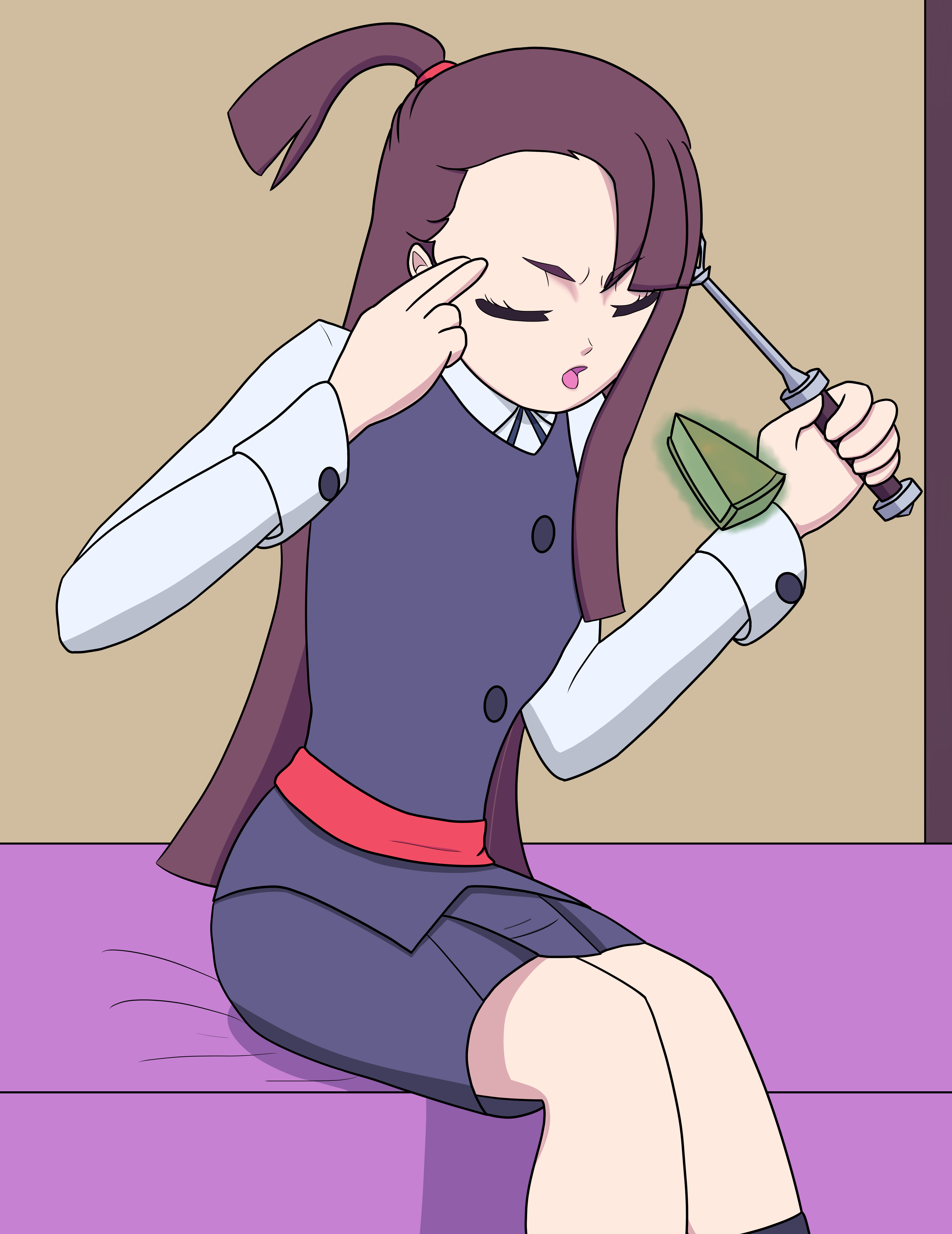 Akko eating pay by OneiroAngel on DeviantArt