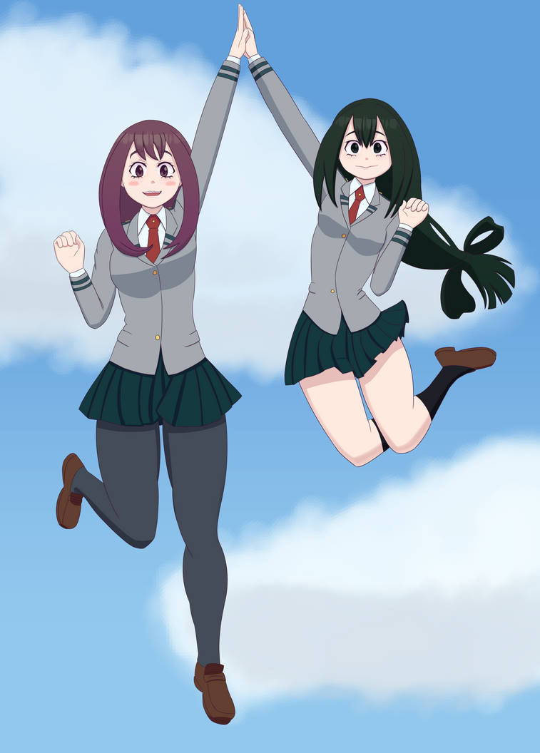 Ochako and Tsuyu floating in the air by OneiroAngel on DeviantArt