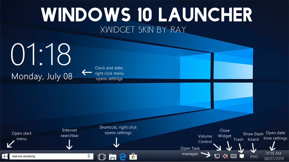 Windows 10 Launcher XWidget Skin By Ray by Raiiy on DeviantArt