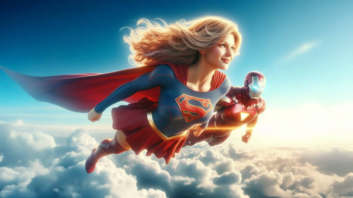 Supergirl flying with Ironman (Animated) by DeviantGals on DeviantArt