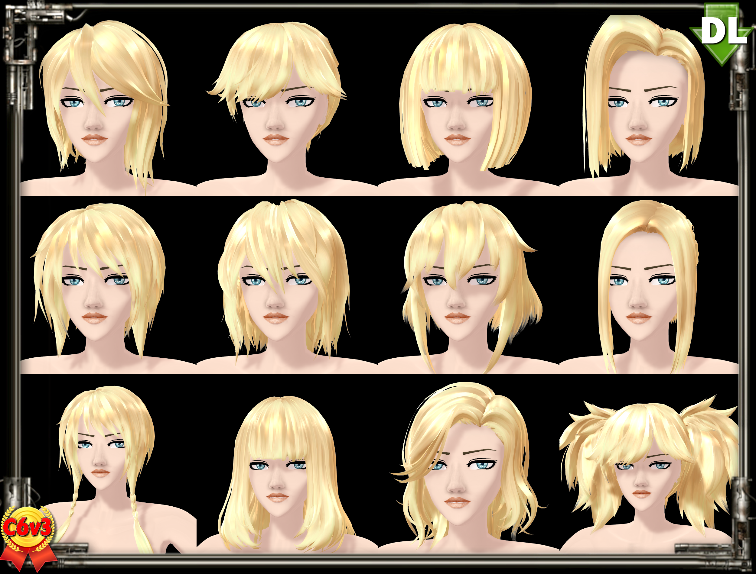 [MMD] C6V3 Hair Pack #2 DL by Riveda1972 on DeviantArt
