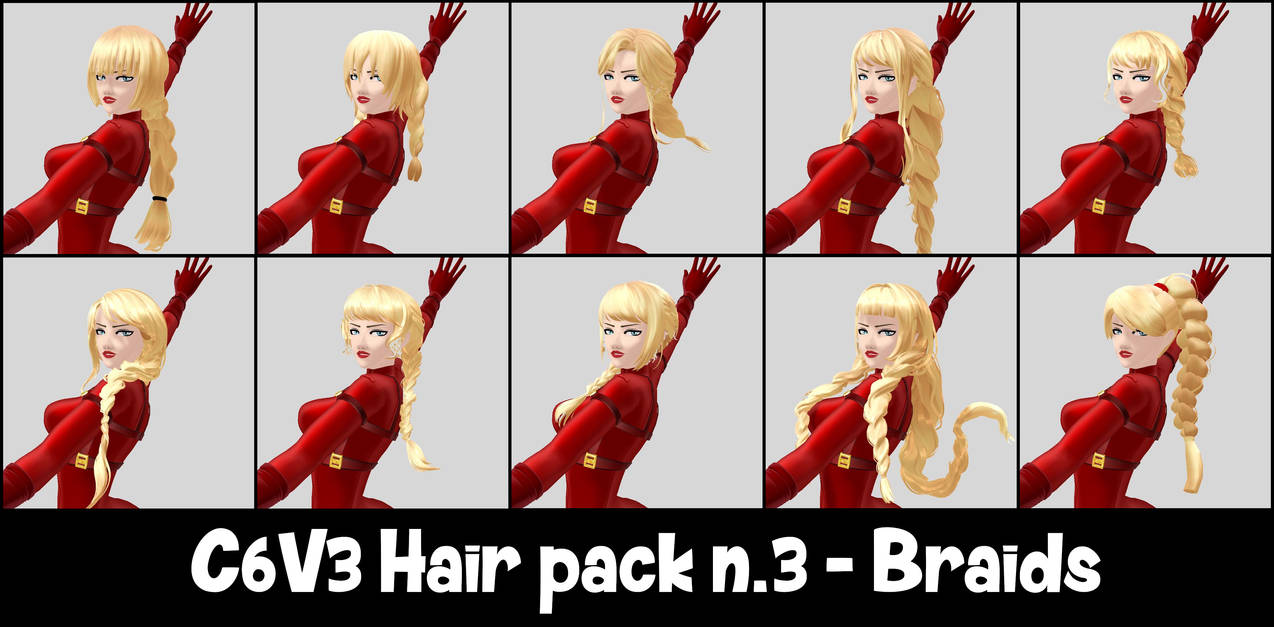 [MMD] C6V3 Hair Pack #3 Braids - DL by Riveda1972 on DeviantArt