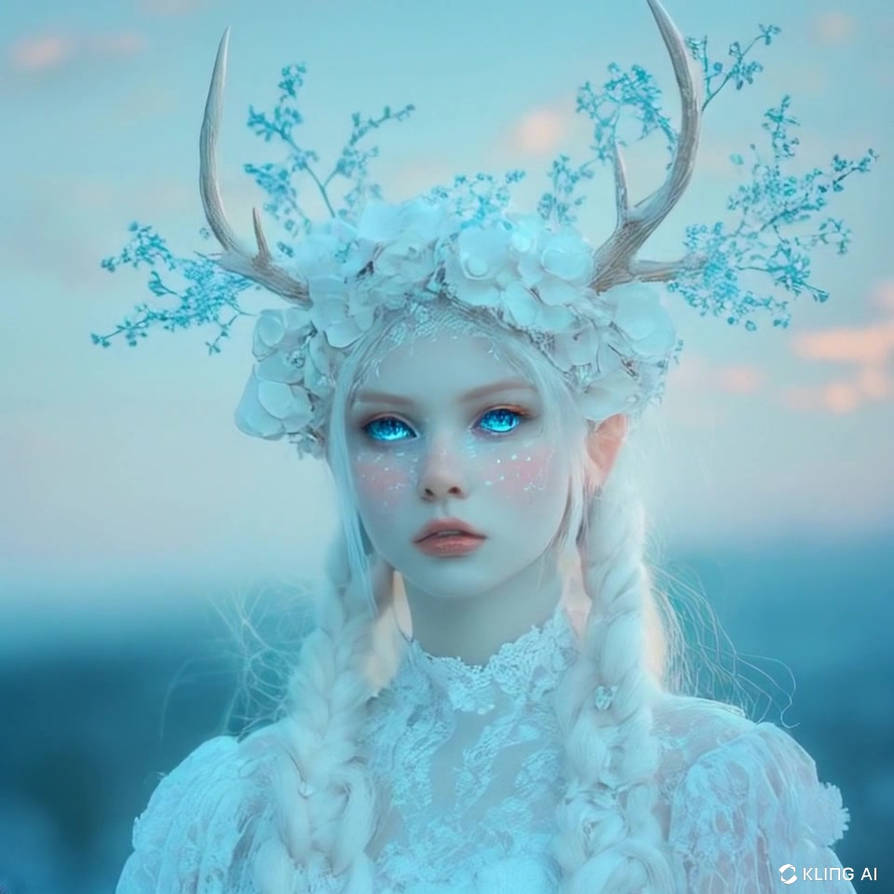 Fantasy blonde girl with antlers and glowing eyes by Coolarts223 on ...