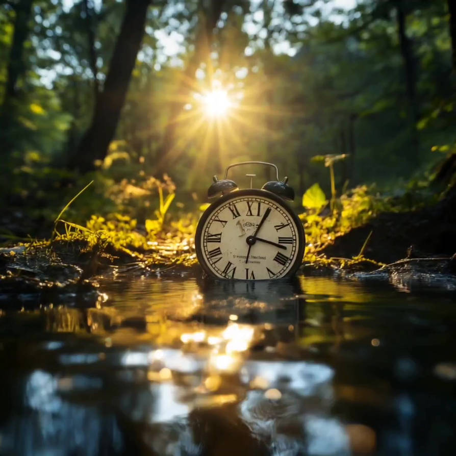 Clock floating in creek in summer forest by Coolarts223 on DeviantArt