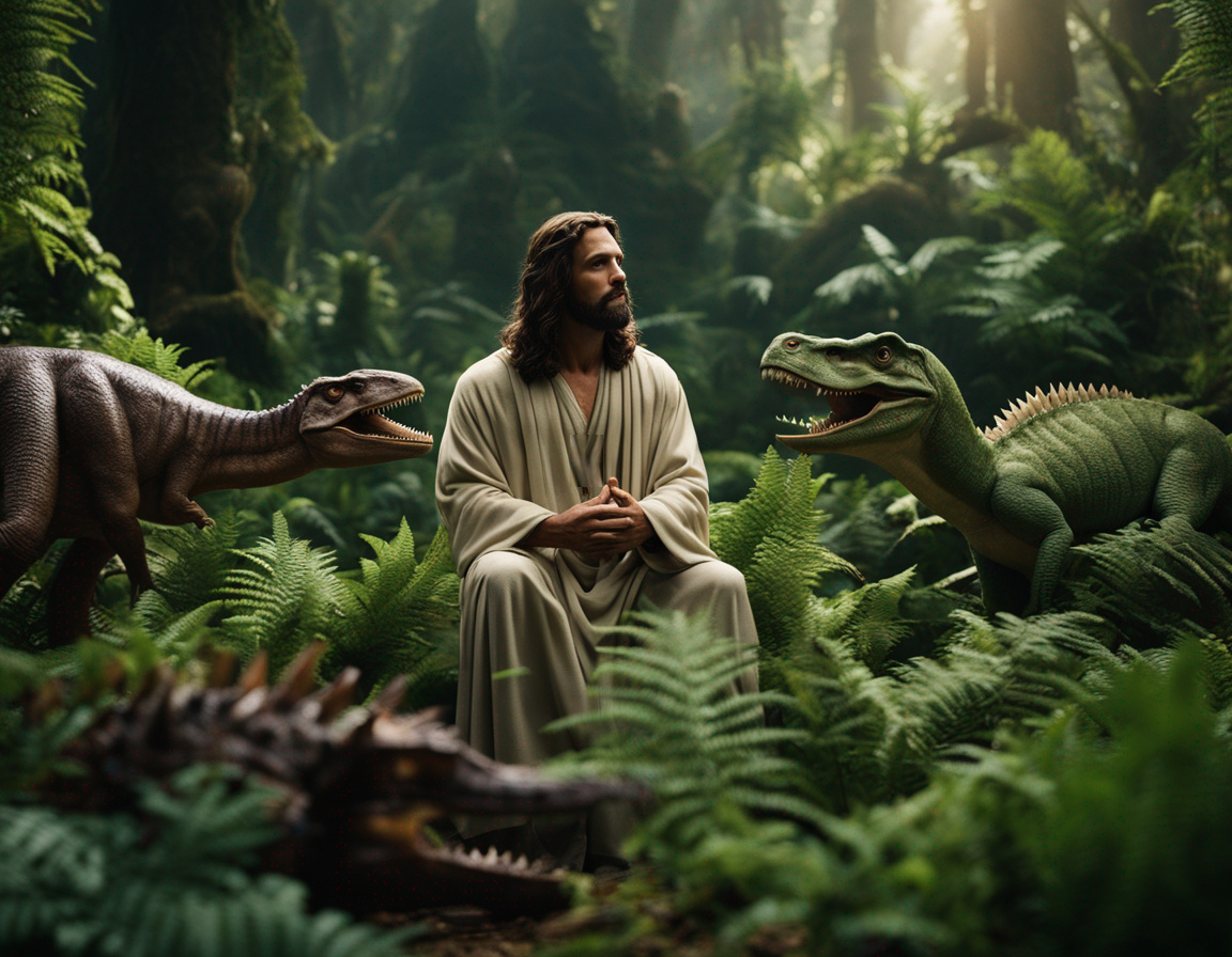 Jesus Meditating with Dinosaurs About by Cleopordian on DeviantArt