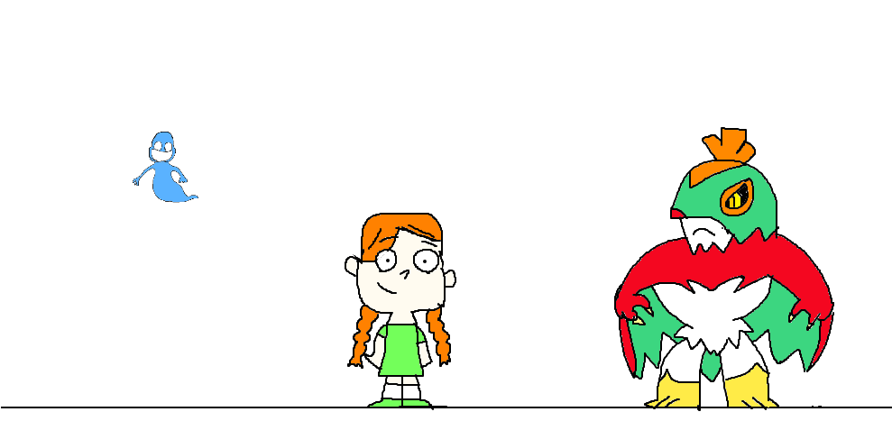 mini goob hawlucha and a green dress girl by uniparrot20 on DeviantArt