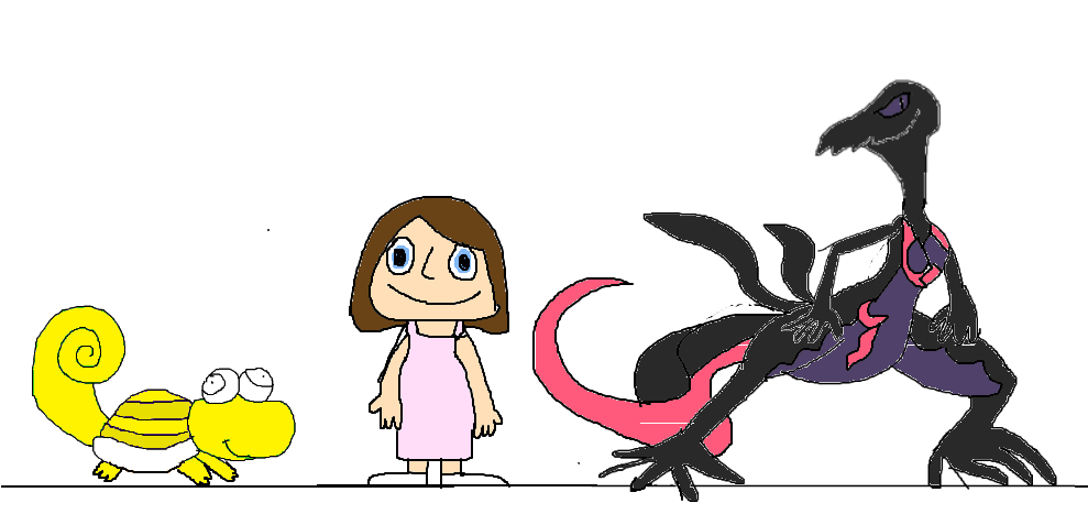 gold koopeleon salazzle and a brownhaired girl by uniparrot20 on DeviantArt