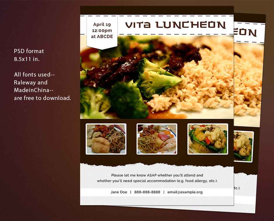 Free Flyer PSD Template - Invitation to a Luncheon by ThePixelMe on ...