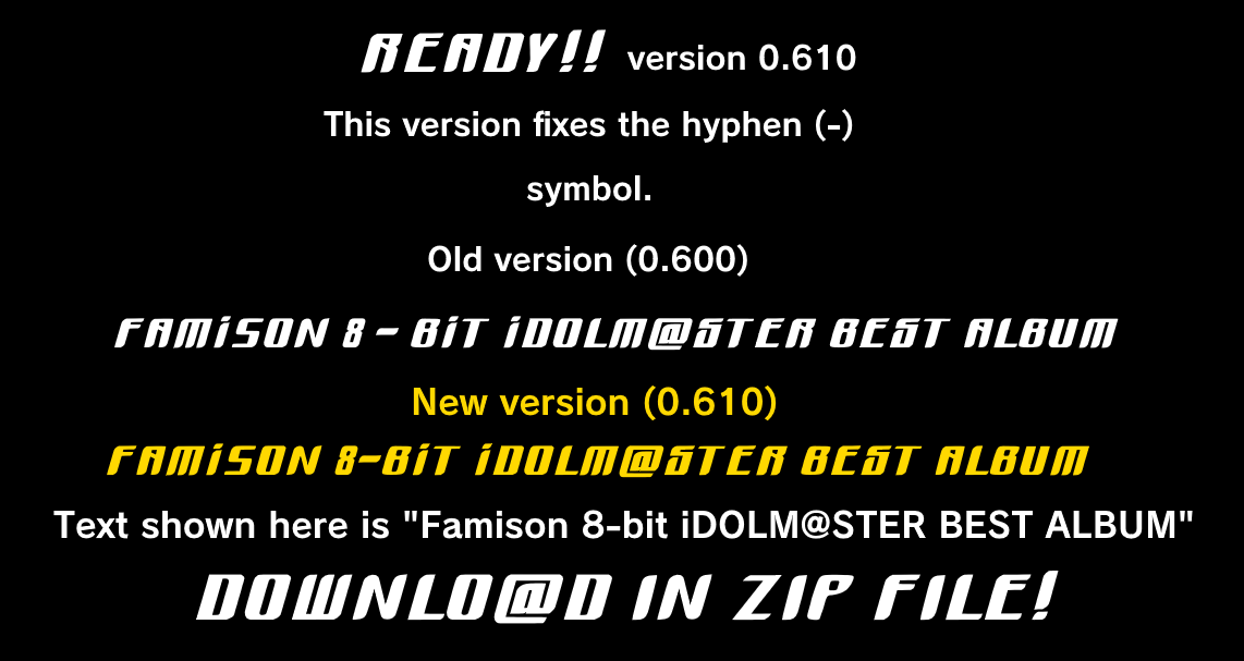 READY!! - iDOLMASTER 2010 logo font v0.610 by Mayugaph on DeviantArt