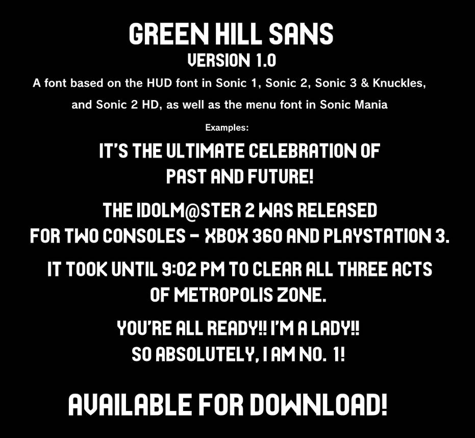 Green Hill Sans [v1.0] - An HD Sonic HUD Font by Mayugaph on DeviantArt