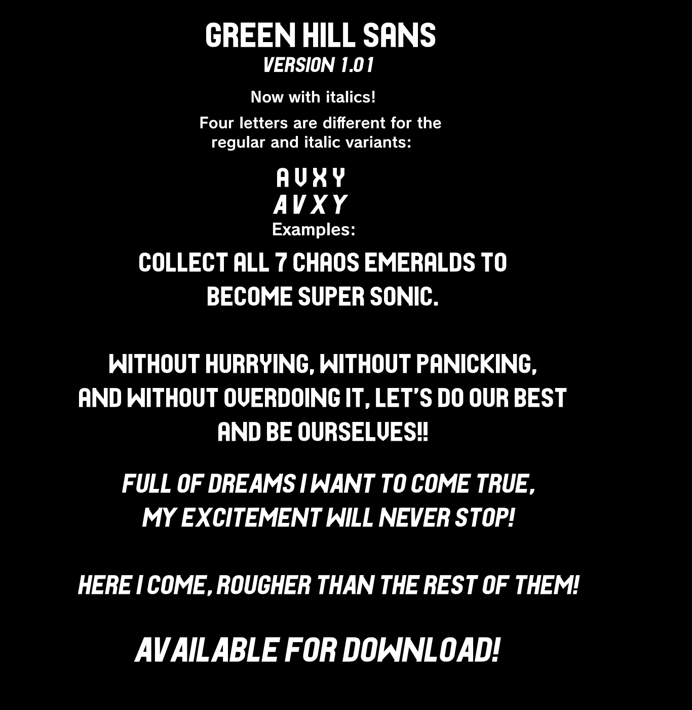 Green Hill Sans [v1.01] - An HD Sonic HUD Font by Mayugaph on DeviantArt