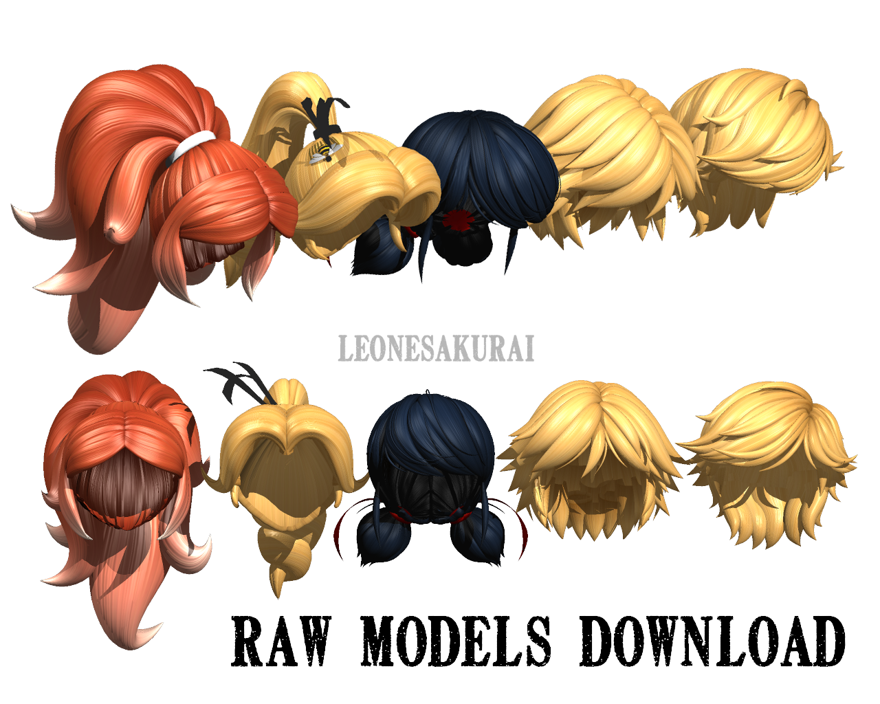 [DL] Miraculous Hair models from ZEPETO by LeoneSakurai on DeviantArt