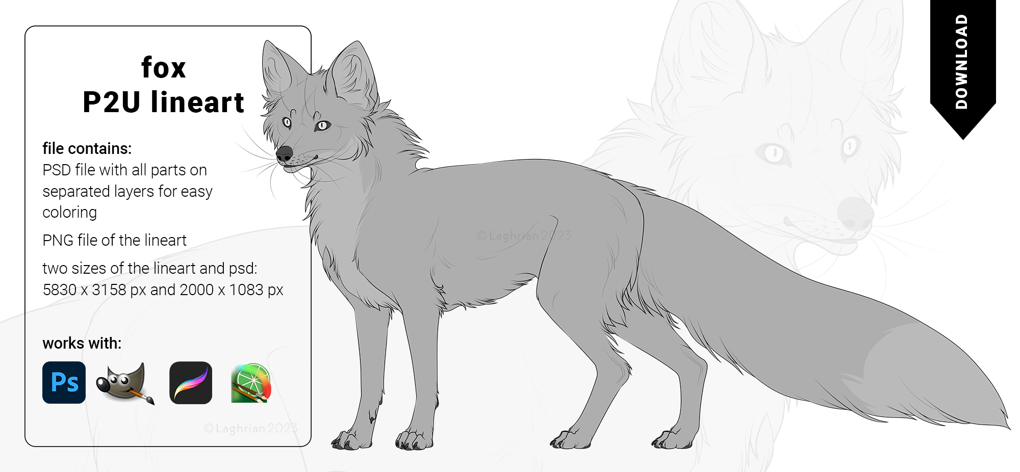 Fox P2U Lineart for sale by Laghrian on DeviantArt