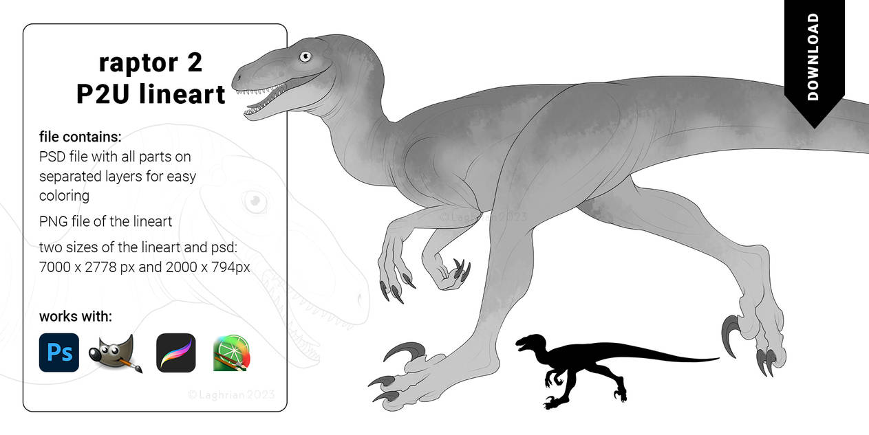 Raptor 2 Lineart for sale by Laghrian on DeviantArt